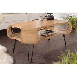 Riess Ambiente Couchtisch ORGANIC LIVING 100cm natur cream finish Mangoholz mit Hairpin Legs Riess-Ambiente Sofatisch Wohnzimmertisch organisch