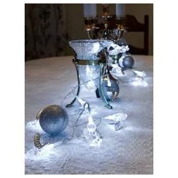 Konstsmide LED-Lichterkette "Weihnachtsdeko", silber (silberfarben), Dioden 24 Stk. Flammen 24 Stk., Kabell&auml;nge 3m x Gesamtl&auml;nge 5,3m, Lichterketten, LED Dekolichterkette, silberfarbene Engel, 24 kalt wei&szlig;e Dioden