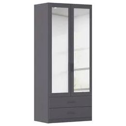 Kleiderschrank Rauch "Schrank Garderobe Ankleide GAMMA Breiten 91/136/181/226/271/315/360 cm", graumetallic, griffstangen graumetallic, B:91cm H:210cm T:54cm, Holzwerkstoff, Schr&auml;nke, Kleiderschrank, verschiedene Griff-Varianten, mit Spiegel TOPSELLER MADE IN GERMANY, Topseller