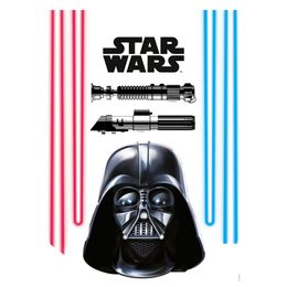 Wandtattoo Komar "Star Wars Darth Vader and Lightsaber - Gr&ouml;&szlig;e 50 x 70 cm", bunt (schwarz, rot, blau), B:50cm H:70cm, Folie, Wandtattoos, Wandtattoo, selbstklebend, Wandsticker, Kinderzimmer
