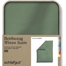 Bettbezug Schlafgut "Woven Satin", gr&uuml;n (gr&uuml;n mid), L:200cm, Mako-Satin, Obermaterial: 100% Baumwolle, Bettbez&uuml;ge, besonders dicht gewebt, Mix & Match: passender Kissenbezug erh&auml;ltlich