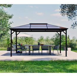 Pavillon Sojag "Verona 10x14", grau (anthrazit), B/H/T: 423cm x 261cm x 299cm, Pavillons, BxT: 423x299 cm, inkl. Moskitonetze
