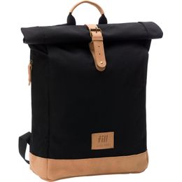 Wickelrucksack fillikid "Rolltop Berlin schwarz", Baby, Gr. B/H/T: 39cm x 53cm x 16cm, schwarz, Polyamid, Polyurethane, Rucks&auml;cke, inkl. Wickeltunterlage
