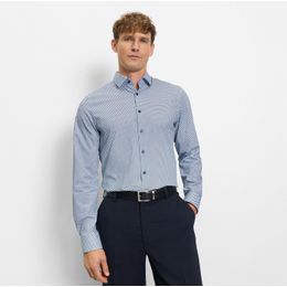 Langarmhemd OLYMP "Level Five", Herren, Gr. 44, N-Gr, bleu, Web, Obermaterial: 64% Baumwolle, 27% Polyester, 9% Elasthan, k&ouml;rpernah normal, 2-Knopf-Manschette, Hemden, Businesshemd, body fit, Modern Kentkragen, Climate Control