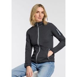 Strickfleecejacke CMP, Damen, Gr. 50, nero, cemento, Obermaterial: 55% Polyester, 45% Baumwolle, Jacken, f&uuml;r sportliche Aktivit&auml;ten und Outdoor, &Uuml;bergangsjacke