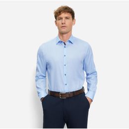 Langarmhemd OLYMP "Level Five", Herren, Gr. 40, N-Gr, bleu, Web, Obermaterial: 97% Baumwolle, 3% Elastolefin, k&ouml;rpernah normal, 2-Knopf-Manschette, Hemden, Businesshemd, body fit, Kentkragen
