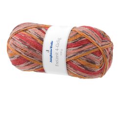 Sockenwolle Freizeit 4-f&auml;dig von Junghans-Wolle, Pixel Rot/Orange, aus Schurwolle