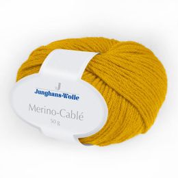 Merino-Cabl&eacute; von Junghans-Wolle, Senf, aus Schurwolle