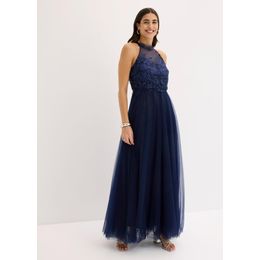 bonprix Abendkleid aus zartem T&uuml;ll mit Spitze, blau, Gr.42, Bezauberndes Maxikleid aus zartem T&uuml;ll mit weitem Rock und Spitze im Oberteil