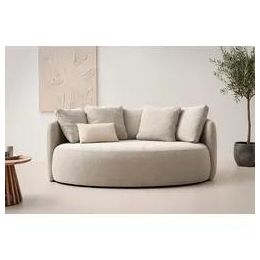 2,5-Sitzer OTTO HOME "Kaarl, rundes Loungesofa, Sofa mit Kissen, perfekt gepolstert", beige, B:200cm H:90cm T:123cm, Sofas, Webstoff, in f&uuml;nf Farben, zeitloses Design, inkl. 5 R&uuml;ckenkissen