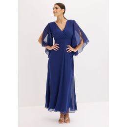 bonprix Abendkleid aus feinem Chiffon, blau, Gr.46, Maxikleid aus feinem Chiffon mit weiten &Auml;rmeln und Cut-Outs an den Schultern