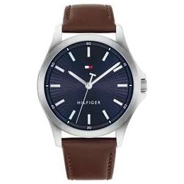Quarzuhr Tommy Hilfiger "BRUCE", braun, Armbanduhren, Damen, Quarzuhr, Armbanduhr, Herrenuhr, Lederarmband, analog