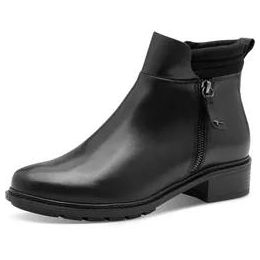 Stiefelette Tamaris, Damen, Gr. 36, schwarz, Leder, Textil, Schuhe Stiefelette, Blockabsatz, RV-Boots mit wattierter Schaftrand-Polsterung