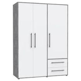 Kleiderschrank FORTE "Mokkaris,Topseller, zeitloses Design, 3&ndash;4 T&uuml;ren, Made in Europe", grau (betonoptik lichtgrau, wei&szlig;), B:144,4cm H:200,1cm T:58,8cm, Holzwerkstoff, Schr&auml;nke, Kleiderschrank, Topseller