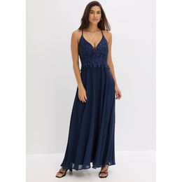 bonprix Tr&auml;gerkleid, blau, Gr.40, Bezauberndes Abendkleid mit hochwertiger Spitzen im Oberteil und verstellbaren Tr&auml;gern