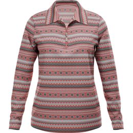 Damen Langarmshirt mit Polokragen grapefruit-ecru-bedruckt, Gr&ouml;&szlig;e 38