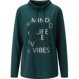 Damen Sweatshirt mit Foliendruck petrol-schwarz-bedruckt, Gr&ouml;&szlig;e 56