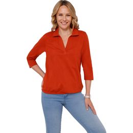 Damen Poloshirt mit Gummizug am Saum rostrot, Gr&ouml;&szlig;e 38