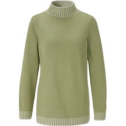 Damen Stehkragenpullover mit Kontrast-Details schilf, Gr&ouml;&szlig;e 38