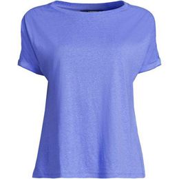 LANDS' END Leinen/Modal-Shirt mit kurzen &Auml;rmeln, Damen,  Blau, Leinen/Baumwolle Modal, by Lands' End