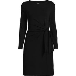 LANDS' END Baumwolle/Modal-Kleid mit Zierschleife, Damen,  Schwarz, Baumwolle Modal, by Lands' End