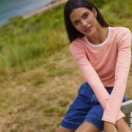 LANDS' END Langarmshirt aus mikrofeinem Baumwollripp, Damen,  Pink, Baumwolle/Elasthan, by Lands' End