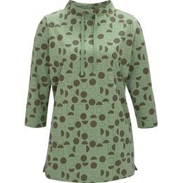 Damen Longshirt mit Seitenschlitzen eucalyptus-khaki-bedruckt, Gr&ouml;&szlig;e 38
