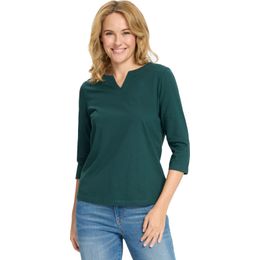 Damen 3/4-Arm-Shirt aus reiner Baumwolle petrol, Gr&ouml;&szlig;e 42