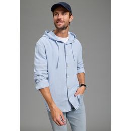 Kapuzenhemd Kangaroos, Herren, Gr. XL, N-Gr, hellblau, Web, Obermaterial: 100% Baumwolle, regular fit normal, &Auml;rmel mit &Auml;rmelschlitz 2-Knopf-Manschette, Hemden Kapuzenhemd, Langarm mit &Auml;rmelschlitz, f&uuml;r Casual- und Streetwear, aus Baumwolle