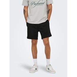 Only & Sons Shorts ONLY & SONS "ONSDAVID SHORTS SWEAT NOOS", Damen, Gr. XXL, N-Gr, schwarz, Web, Obermaterial: 78% Baumwolle, 22% Polyester, unifarben, regular fit knielang, Hosen Shorts