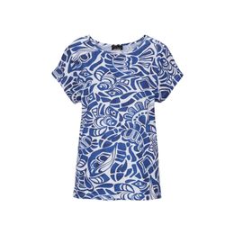Print-Shirt GOLDNER "Damen Oberteil Ethnoprint Kurzarm", Damen, Gr. 48, blau (royalblau, gemustert), Obermaterial: 95% Viskose CV. 5% Elasthan EL., figurumspielend, normales B&uuml;ndchen, Shirts Print-Shirt, Druck mit Struktureffekt