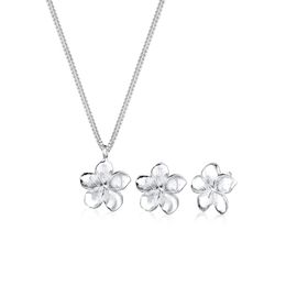 Ohrring und Ketten Set Elli "Schmuckset Frangipani Bl&uuml;te 925 Sterling Silber" Gr. 45, silber, Schmuck_Sets, Damen, Blacklist, Silber 925 (Sterlingsilber), Ohrring und Ketten Set