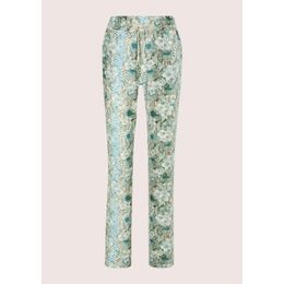 Madeleine Mode Jerseyhose MADELEINE "Jerseyhose Druckhose mit Animal- und Bl&uuml;tenprint", Damen, Gr. 18, N + K Gr, wei&szlig; (himmelblau, wollwei&szlig;, multicolor), Obermaterial: 97% Polyester PES. 3% Elasthan EL., Hosen Jerseyhose
