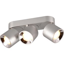 Trio LEUCHTEN Deckenleuchte "GUAYANA, Deckenspot 3-flammig exkl 3x GU10 max 10W Spot verstellbar", grau (nickel), 3, H: 12cm, 1 Stk., Leuchten, als Aufbauspot oder Einbauspot nutzbar Spot schwenkbar und drehbar, Deckenleuchte