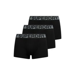 Boxershorts Superdry "Boxershort TRUNK TRIPLE PACK 3er Pack", Herren, Gr. M, schwarz (schwarz, grau), Obermaterial: 95% Baumwolle CO. 5% Elasthan EL., Unterhosen Boxershorts
