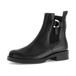 Chelseaboots Gabor, Damen, Gr. 40, schwarz, Kalbsleder, unifarben, Schuhe Chelseaboots, Bockabsatz, Stiefelette, Businessschuh mit Schmuckelement