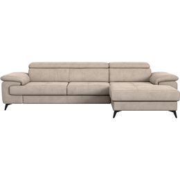 Ecksofa COTTA "Astra L-Form, B: 300 cm", beige, B:300cm T:169cm, 100% Polyester (PES), Sofas, Ecksofa, mit Kopfteilverstellung, optional Bettfunktion & Bettkasten