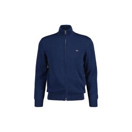 Sweatshirt Gant "Strickjacke CASUAL COTTON ZIP CARDIGAN", Damen, Gr. 3XL, blau (jeansblau melange), Obermaterial: 100% Baumwolle CO., Sweatshirts Sweatshirt