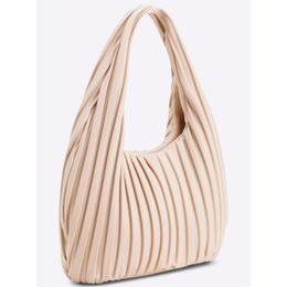 Handtasche Heine, Damen, Gr. B/H/T: 44cm x 24cm x 8cm, beige, Viskosemischung, unifarben, Taschen Handtasche