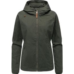Outdoorjacke Ragwear "Outdoorjacke Dizzea Vintage YOUMODO", Damen, Gr. S, gr&uuml;n (schwarz olive), Obermaterial: 100% Baumwolle CO. Obermaterial: Futter: 100% Polyester PES., figurumspielend, hoch geschlossener Ausschnitt, &Auml;rmel ohne &Auml;rmelschlitz Rippb&uuml;ndchen, Jacken Outdoorjacke, Beschichtete Damen &Uuml;bergangsjacke mit Kapuze