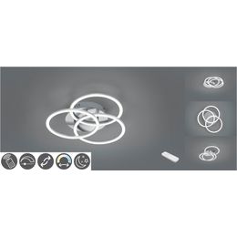 REALITY LEUCHTEN LED Deckenleuchte "Circle", grau (nickelfarben), 1, H: 9,5cm, 1 Stk., Leuchten, Deckenlampe Nickel matt mit schwenkbaren Ringen / inkl. Fernbedienung, LED Deckenleuchte