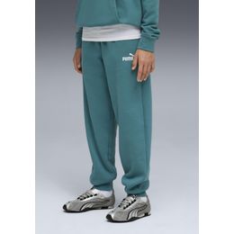 Trainingshose Puma "ESS NO. 1 LOGO SWEATPANTS FL B", Jungen, Gr. 140, N-Gr, emerald ice, Fleece, Obermaterial: 66% Baumwolle, 34% Polyester, unifarben, regular fit normal, Hosen Trainingshose, Regular Fit, mit Eingrifftaschen, mit elastischem Bund