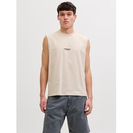 Jack & Jones Muscleshirt JACK & JONES "JJESOHO SLEEVELESS TEE SN", Damen, Gr. L, moonbeam, Jersey, Obermaterial: 100% Baumwolle, unifarben, normal, Rundhals, Shirts Muscleshirt, mit Logobranding