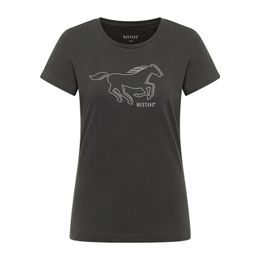 Kurzarmshirt Mustang "Damen Style Loa", Damen, Gr. S, schwarz, Jersey, 100% Baumwolle, Rundhals, Shirts Kurzarmshirt