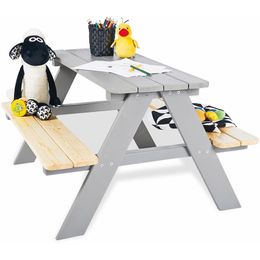 Kindersitzgruppe Pinolino "Nicki f&uuml;r 4, grau", grau, Sitzm&ouml;bel-Sets, Kinder, B/H/T: 90cm x 50cm x 79cm, Kindersitzgruppe, Made in Europe, B:90cm H:50cm T:79cm