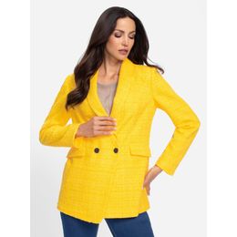 Jackenblazer Heine "Boucl&eacute;-Blazer", Damen, Gr. 36, gelb (sonnengelb), 50% Baumwolle, 29% Polyacryl, 16% Polyester, 5% Viskose, Blazer Jackenblazer