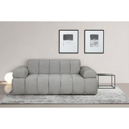 2-Sitzer Home Affaire "LYOTH Design-Sofa, moderne Steppung, Breite 180 cm", hellgrau, B:180cm H:71cm T:93cm, 100% Polyester, Sofas, 2-Sitzer, mit Wellenunterfederung, gem&uuml;tlich und modern, komfortables Sitzgef&uuml;hl