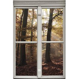 Wandsticker queence "Wald", beige (natur), B:40cm H:60cm T:0,1cm, Wandtattoos, Wandsticker, Wandsticker, Wandbild, selbstklebend, 3D, Fenster