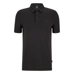 Poloshirt BOSS "Palosh 30", Herren, Gr. XL, schwarz 001, Jersey, Obermaterial: 100% Baumwolle, unifarben, slim fit normal, hoch geschlossener Ausschnitt, abgesteppte Kante, Shirts Poloshirt, mit tonalem Logo, slim fit