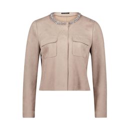 Jackenblazer Betty Barclay "Blazer-Jacke mit aufgesetzten Taschen", Damen, Gr. 36, beige (taupe), Obermaterial: 95% Polyester PES. 5% Elasthan EL., Blazer Jackenblazer